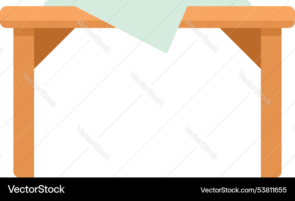 Wooden table with tablecloth covering top surface Vector Image