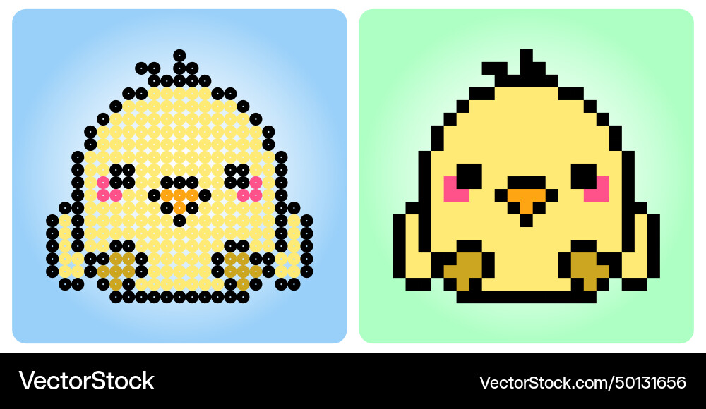 8-bit pixel the chicks animals art Royalty Free Vector Image