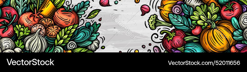 Cartoon doodle vegetables banner background Vector Image