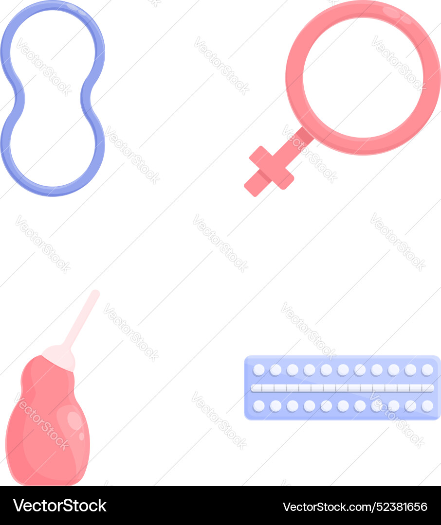 Contraception icons set cartoon different Vector Image