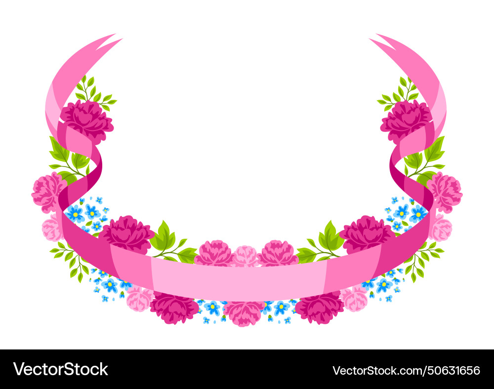 Frame with flowers and ribbon beautiful Royalty Free Vector
