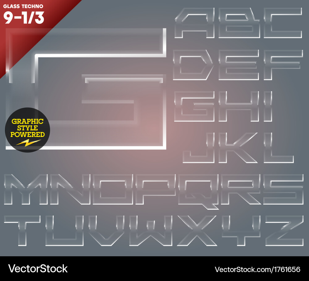 Glass font powered graphic styles Royalty Free Vector Image