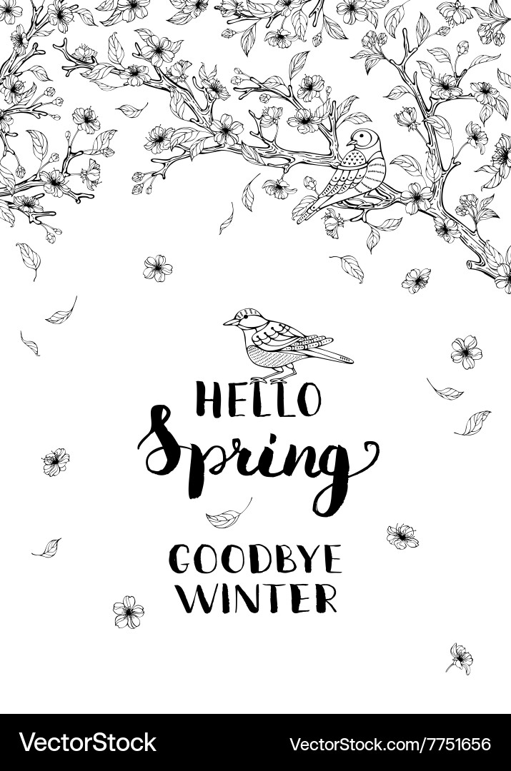 Hello spring goodbye winter Royalty Free Vector Image