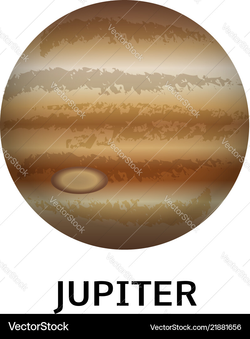 Jupiter planet icon realistic style Royalty Free Vector