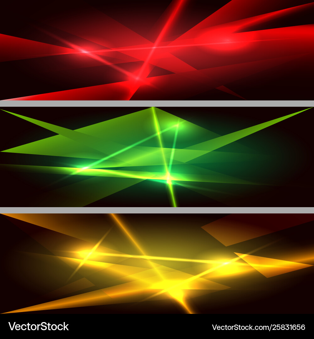 Laser beams horizontal banner set Royalty Free Vector Image