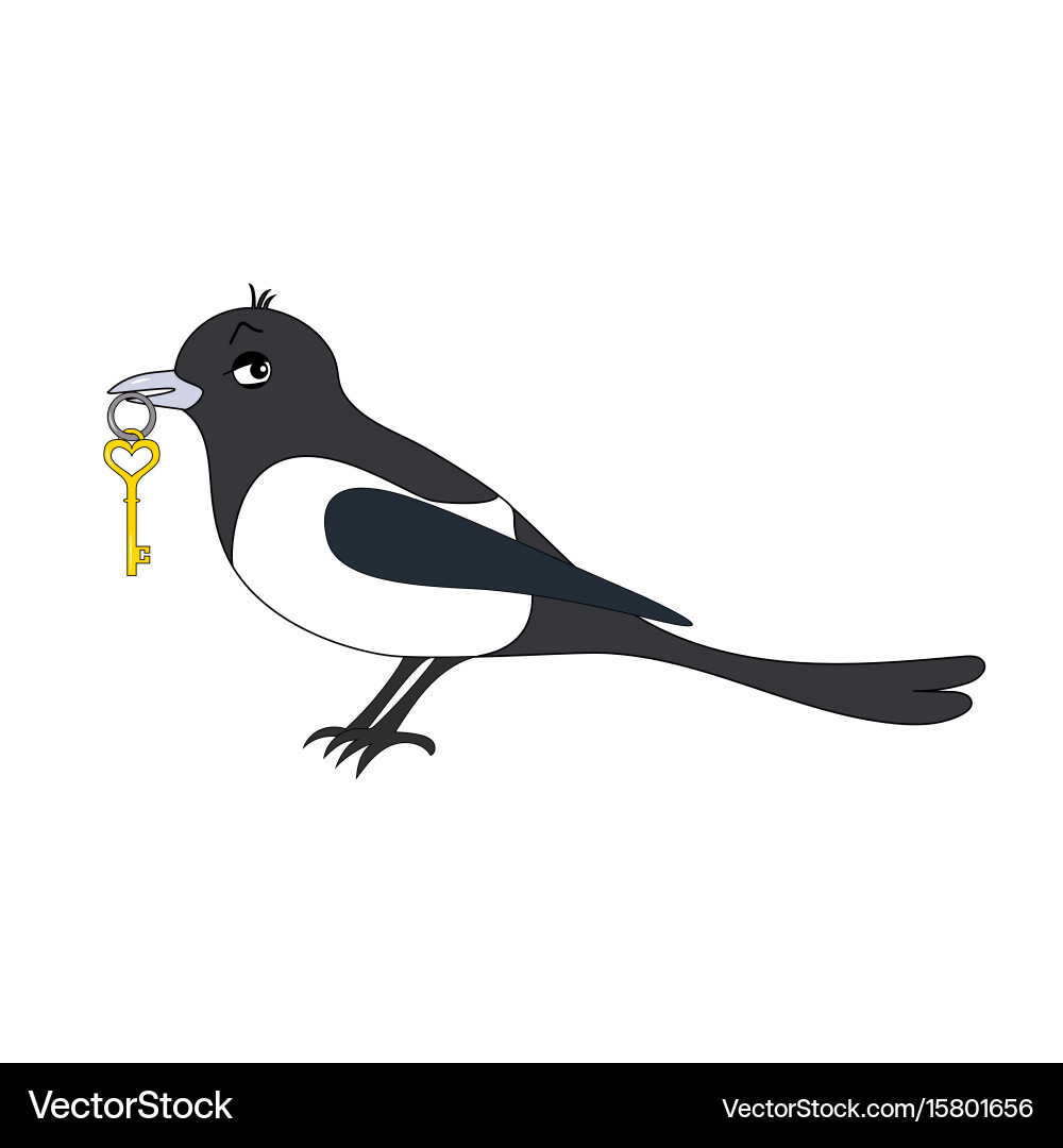 Magpie with key cartoon image Royalty Free Vector Image