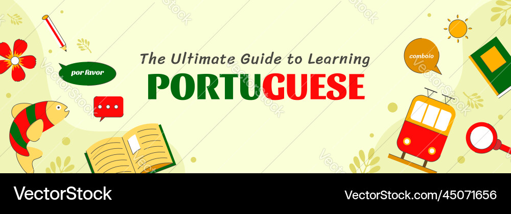 Portuguese language banner template flat design Vector Image