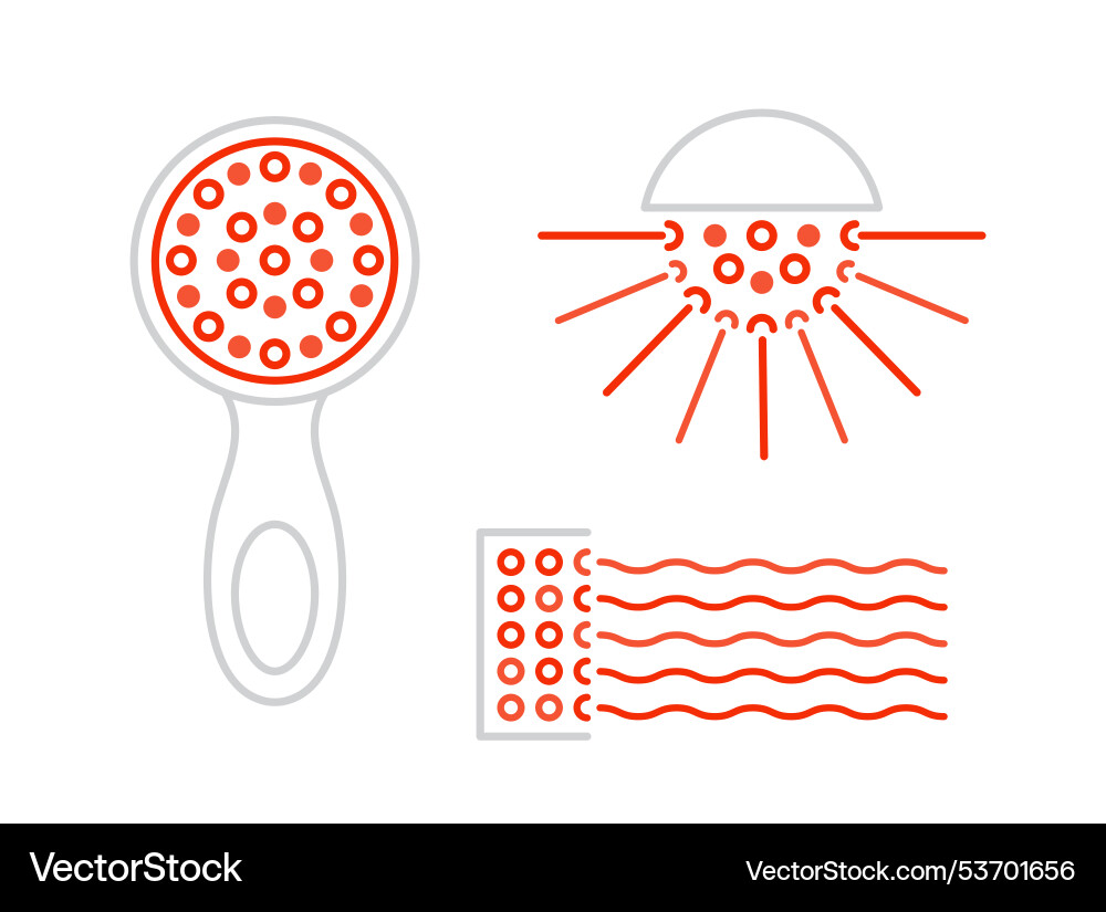 Red light therapy icons photobiomodulation sign Vector Image