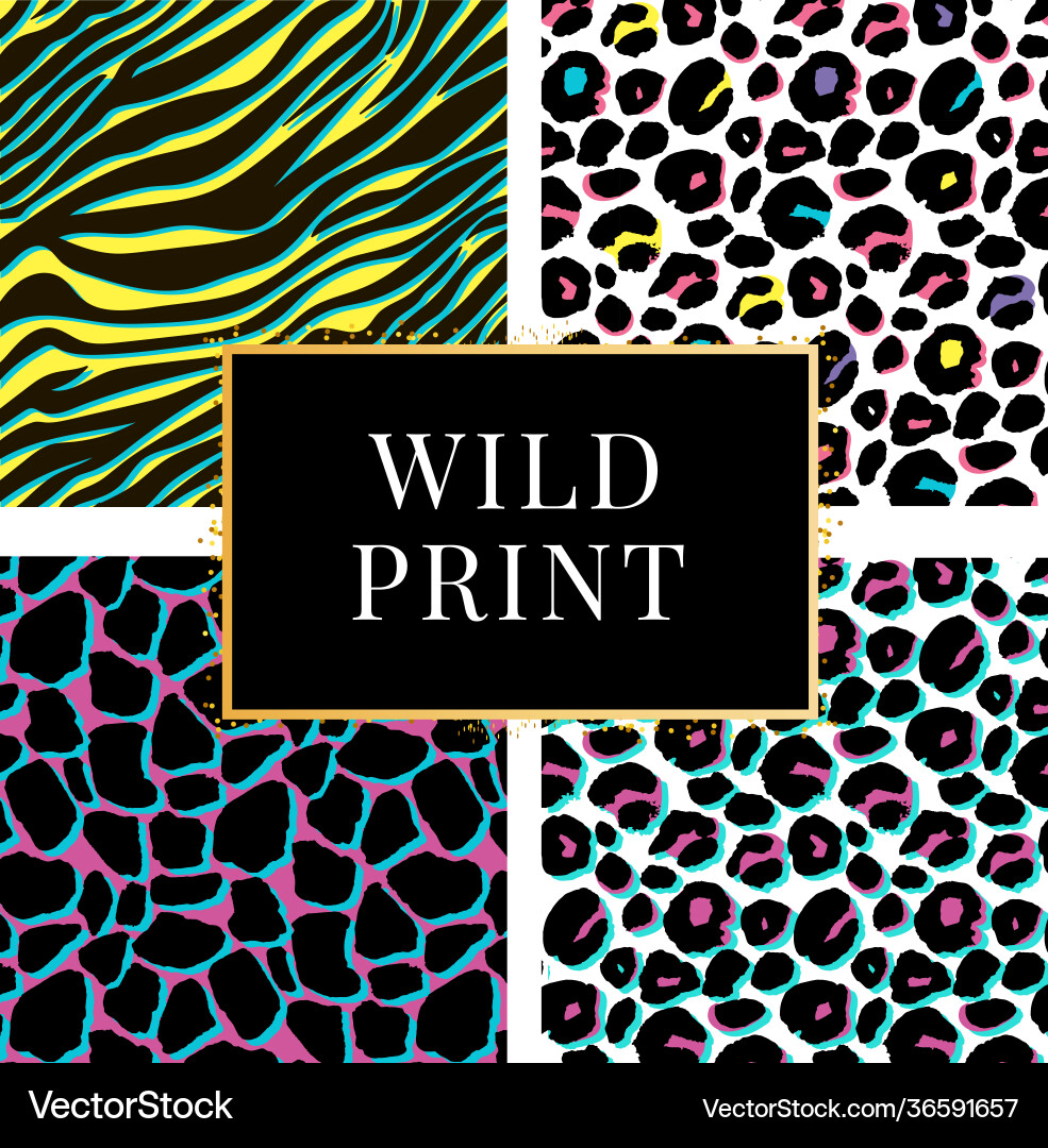 A collection four different animal wild print Vector Image