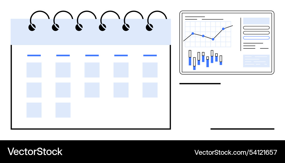Calendar and data analytics chart represent Vector Image