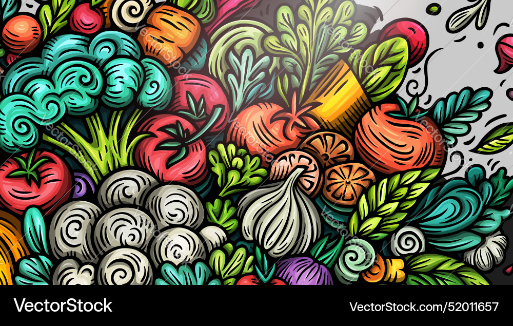 Cartoon doodle vegetables banner background Vector Image