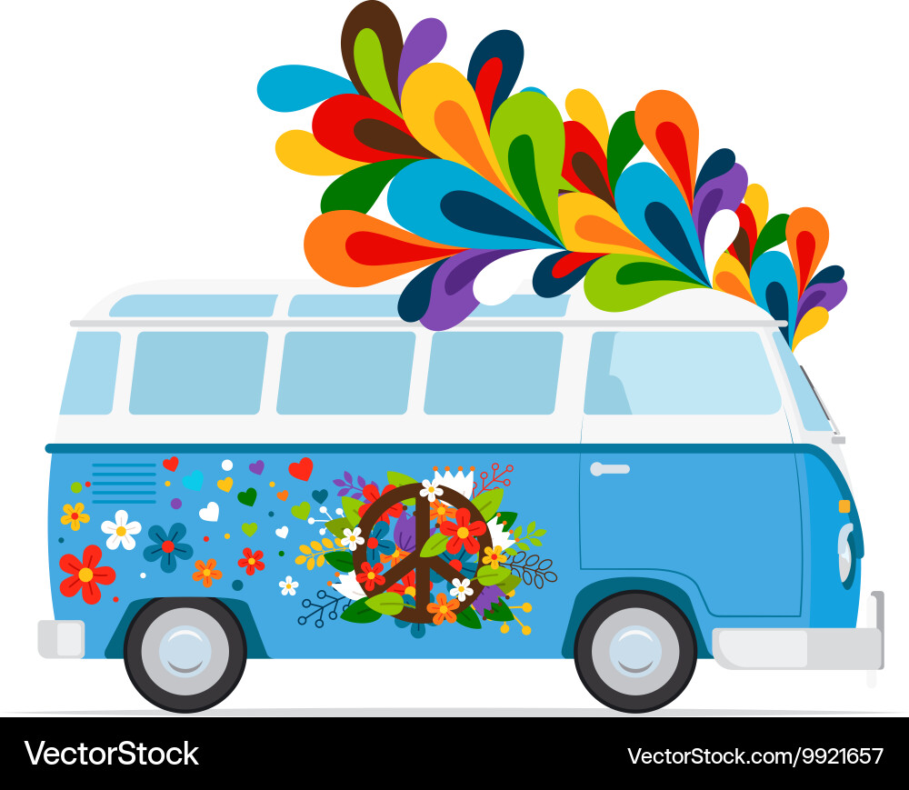 Colorful Peace Van Royalty Free Vector Image - VectorStock