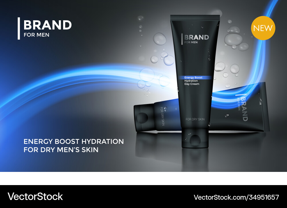 Cosmetic package advertising template men skin Vector Image