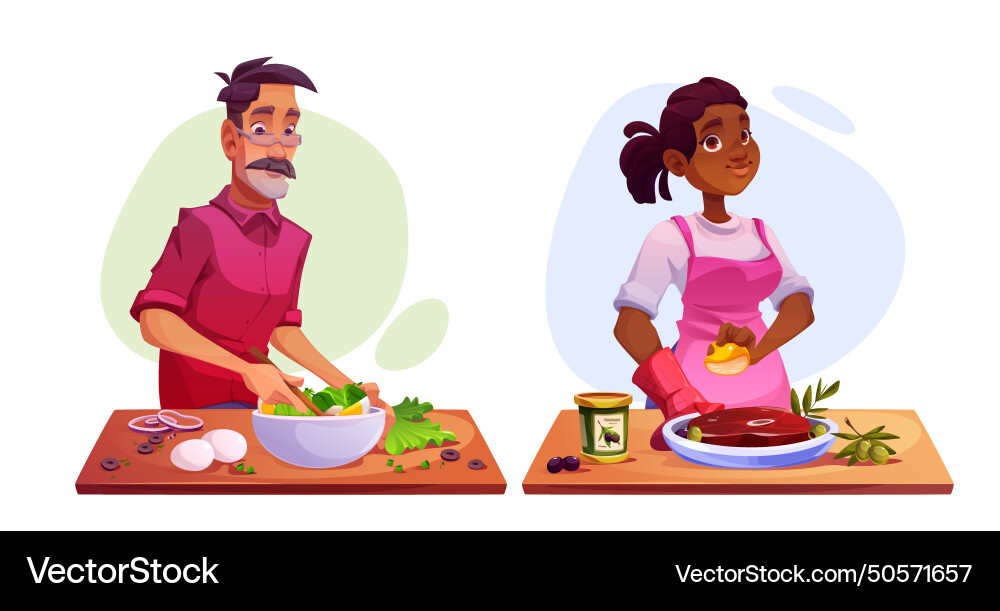 Food cooking process - cartoon Royalty Free Vector Image