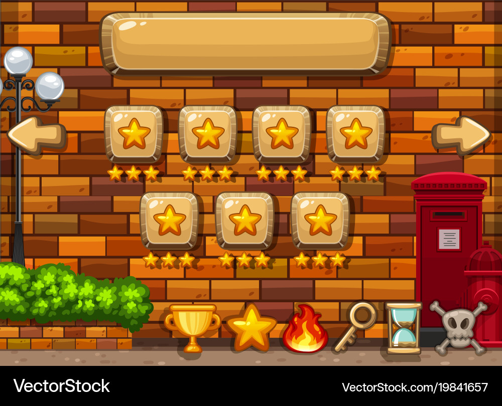 Game background template with stars on buttons Vector Image