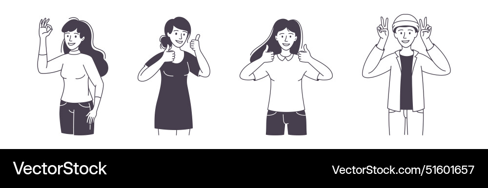 People character showing positive hand gesture Vector Image