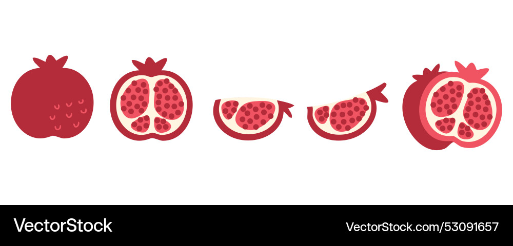 Retro style sliced pomegranate clipart Royalty Free Vector