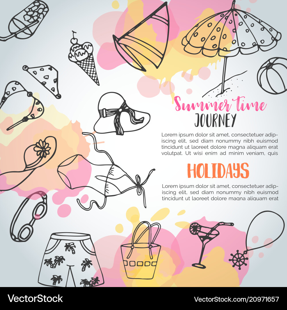 Summer hand drawn background beach doodle Vector Image