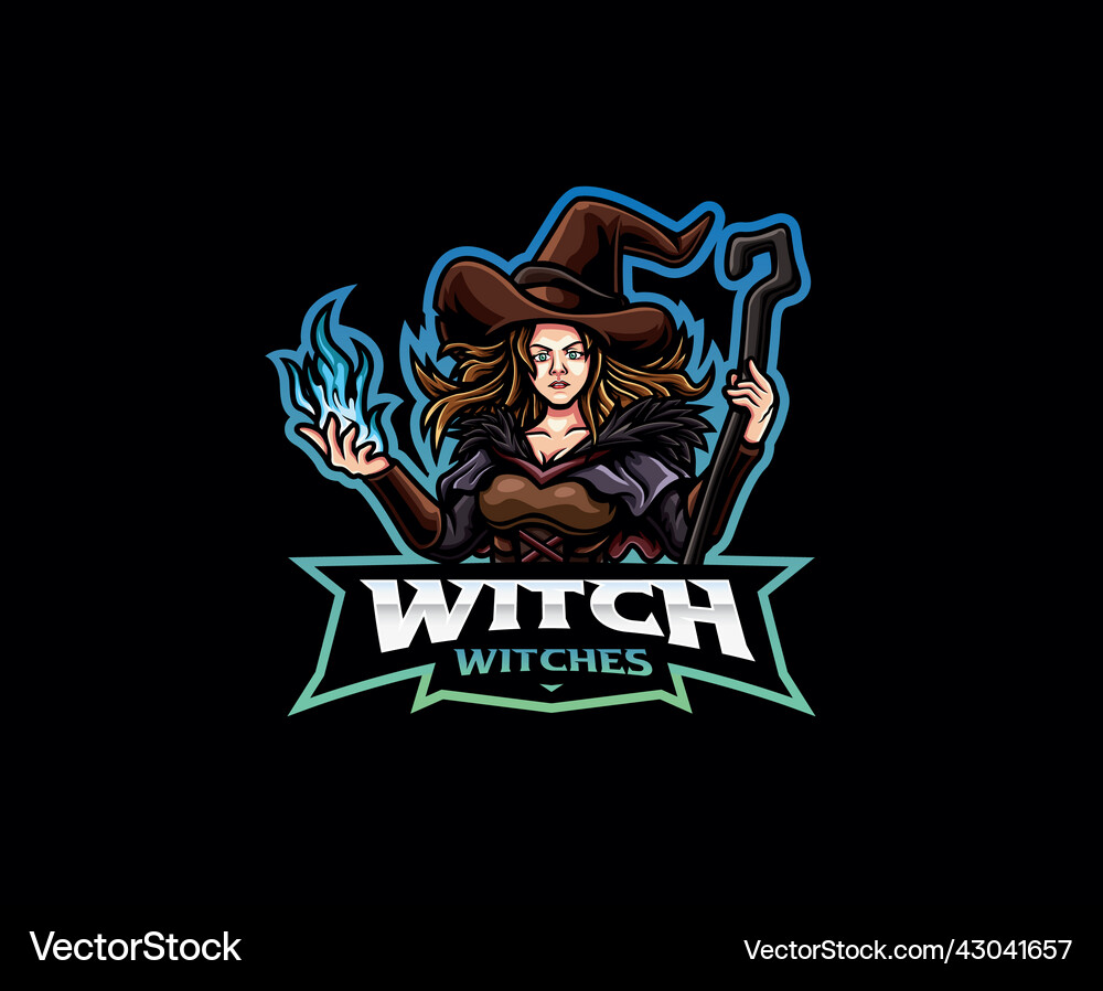 Witch mascot logo design Royalty Free Vector Image