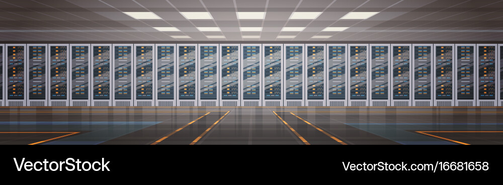 Data center room hosting server computer Vector Image