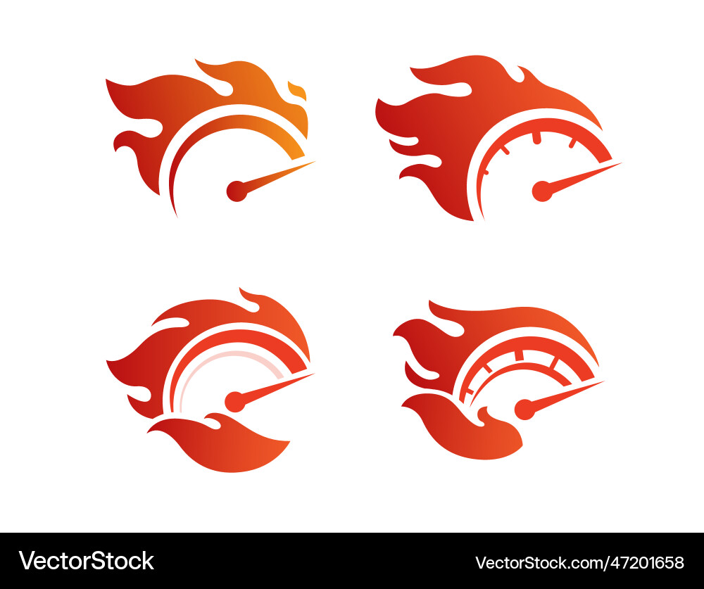 Fire hot speedometer symbol icon set Royalty Free Vector