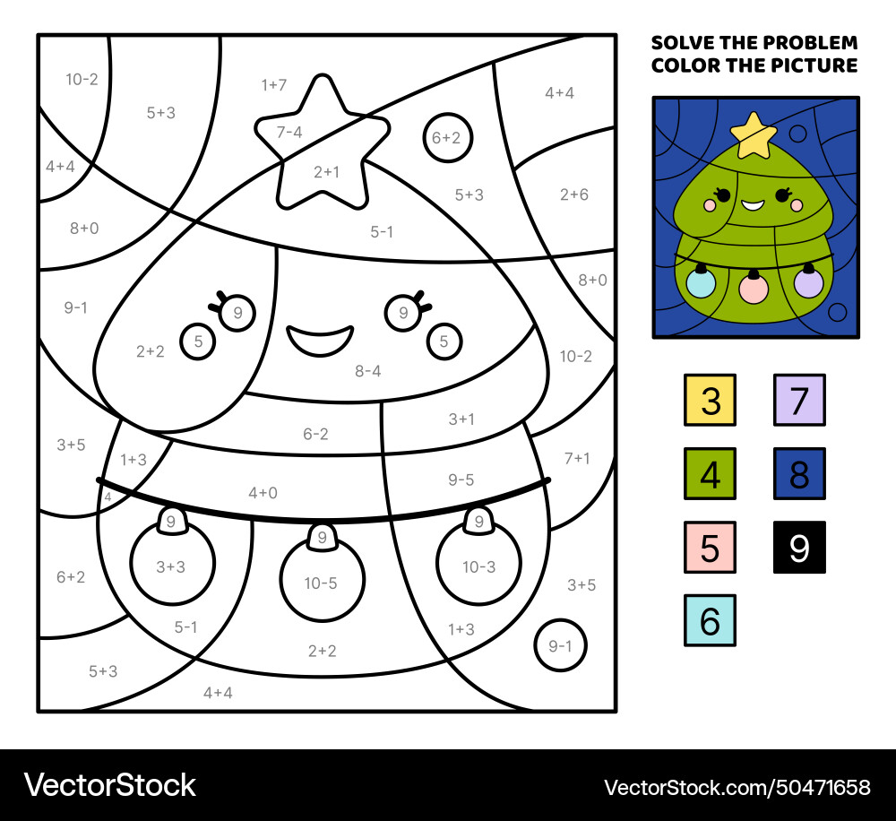 Funny christmas tree solve the problem color Vector Image