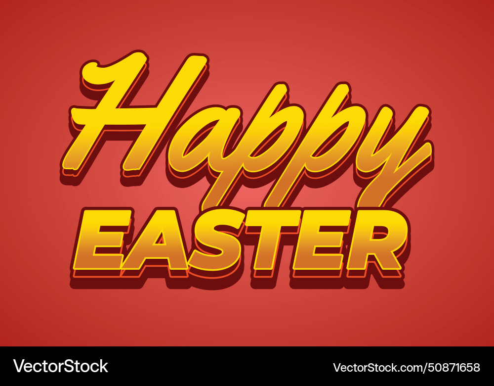Happy easter text effect design in eye catching Vector Image