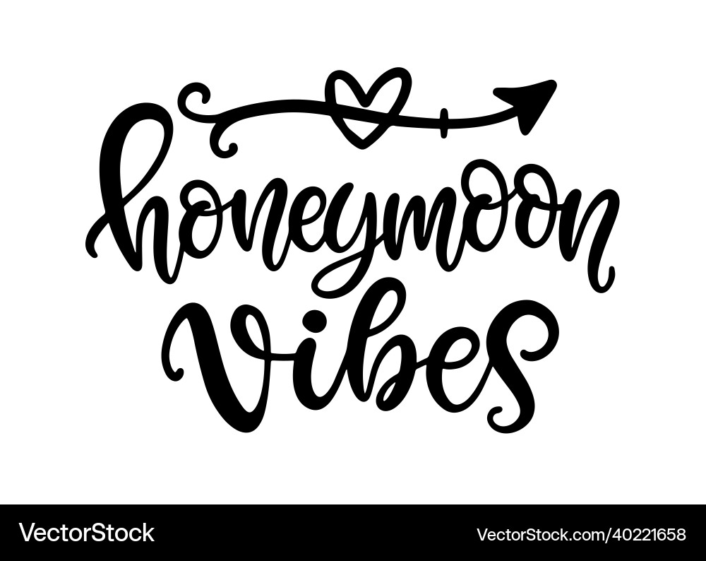 Honeymoon vibes hand written lettering template Vector Image
