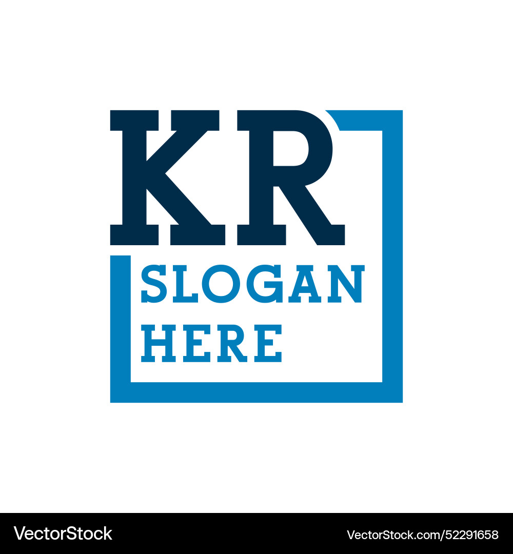 Minimal initials logo letters k and r kr initial Vector Image