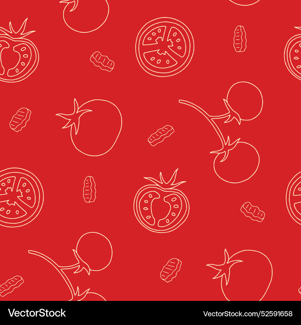 Outline tomato pickle slice seamless pattern Vector Image