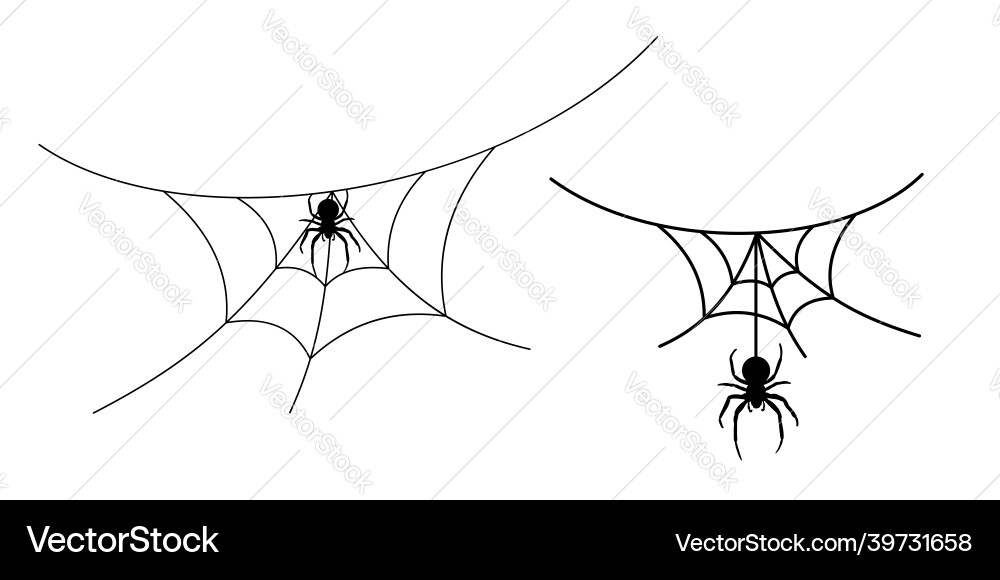 Scary spider web set isolated white background Vector Image