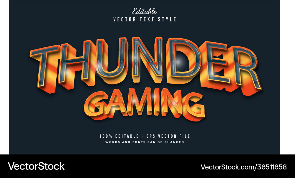 Thunder gaming text style with embossed effect Vector Image