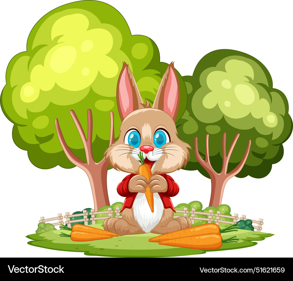 Adorable bunny munching on a carrot Royalty Free Vector