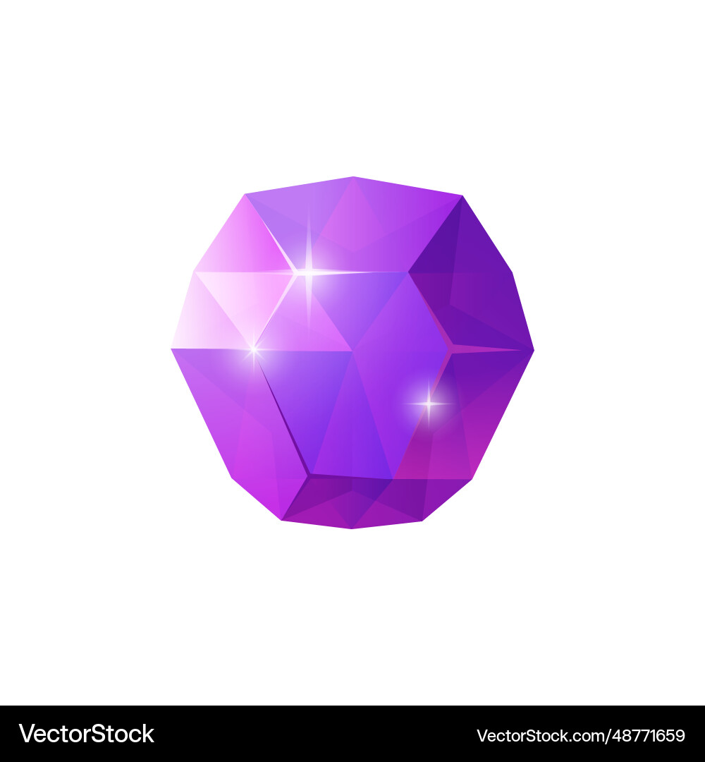Crystal purple shining game gem Royalty Free Vector Image