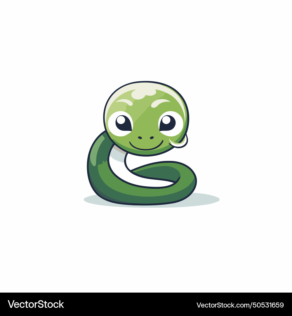 Cute snake cartoon icon isolated on white Vector Image