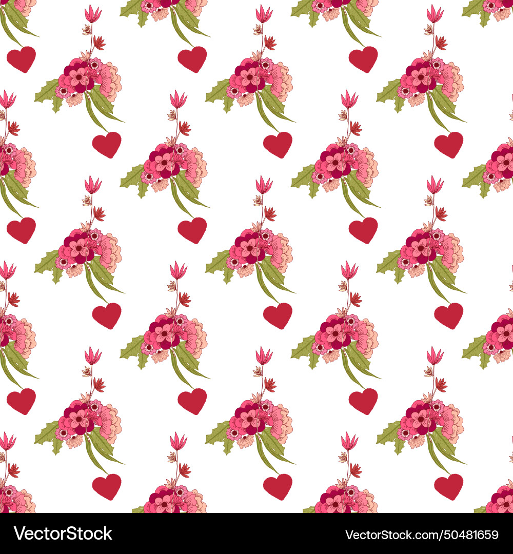 Free valentine flowers pattern in february Vector Image