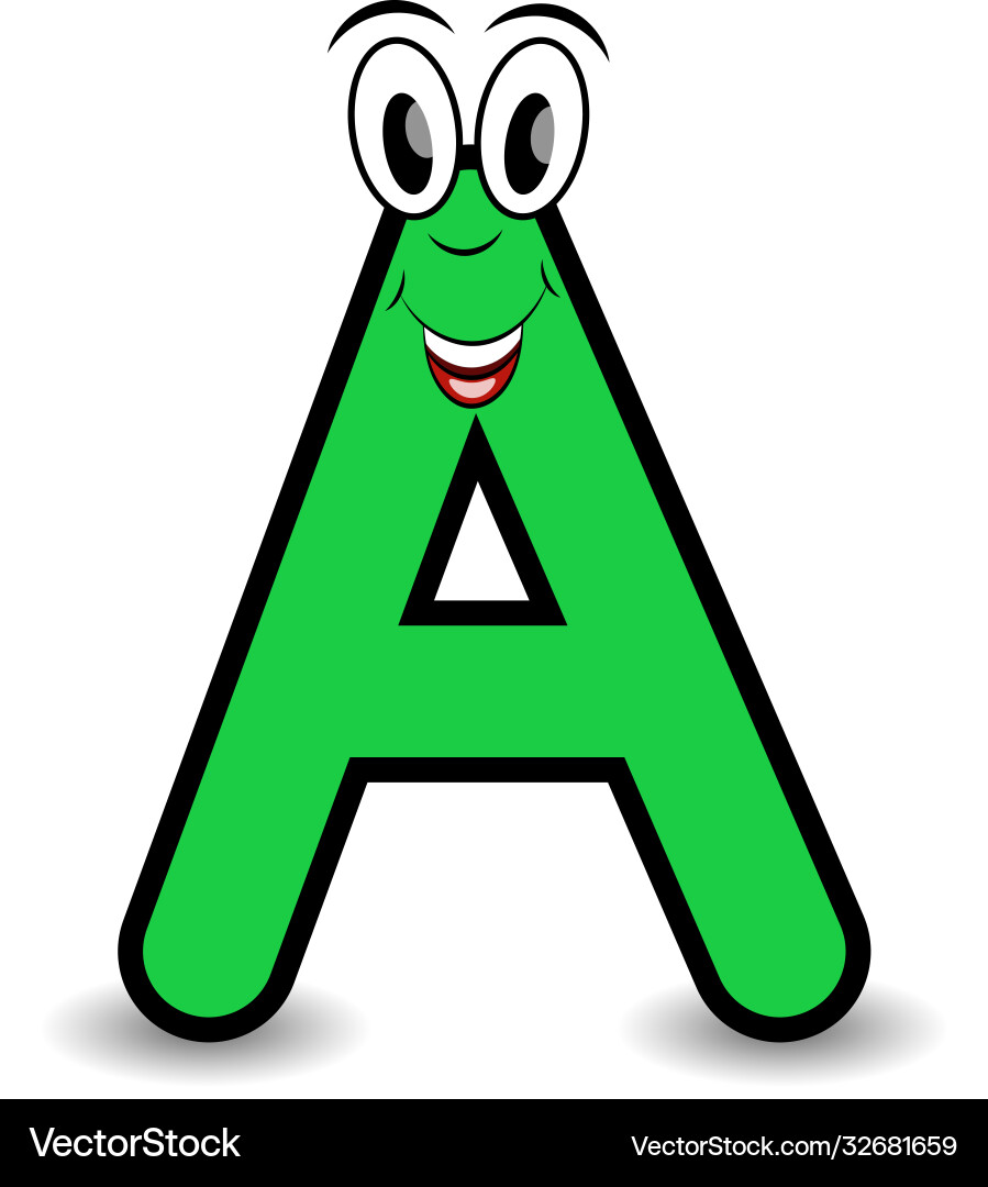 Funny cartoon styled font letter a with smiling Vector Image