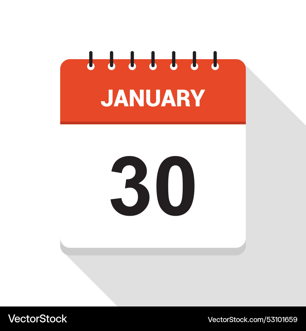January 30 calendar date icon Royalty Free Vector Image