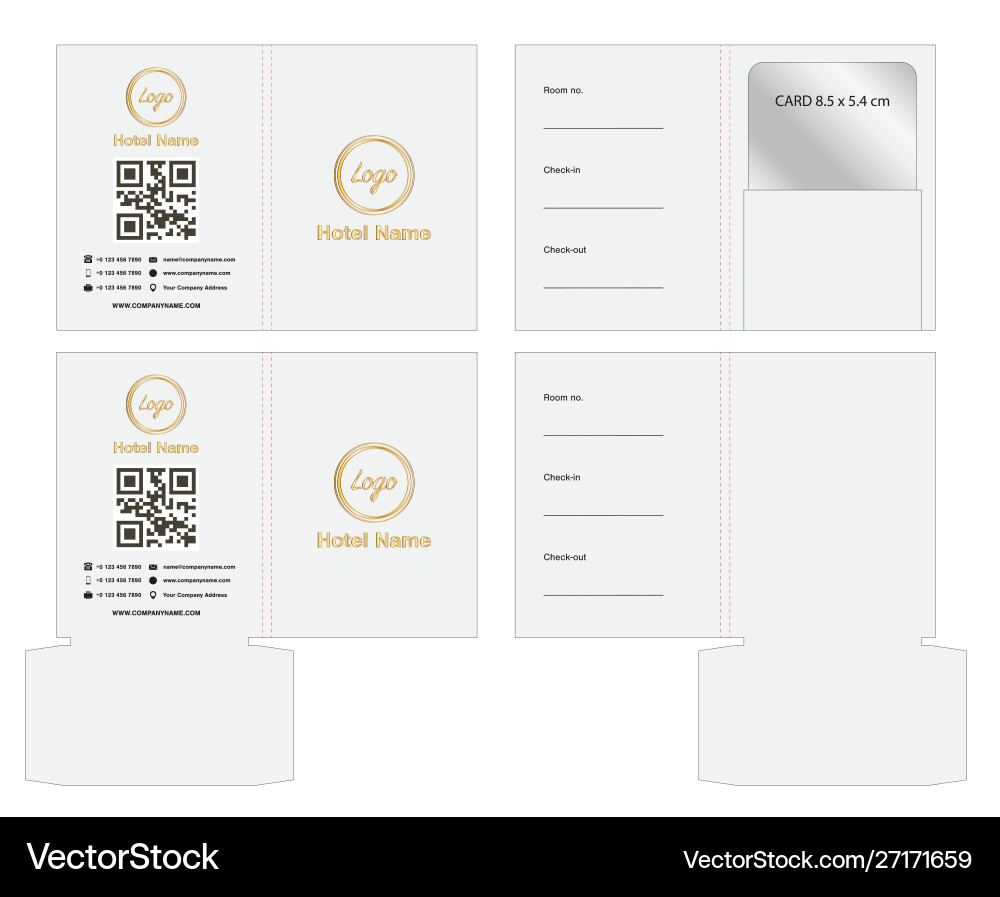 Key card envelope die-cut template mockup Vector Image