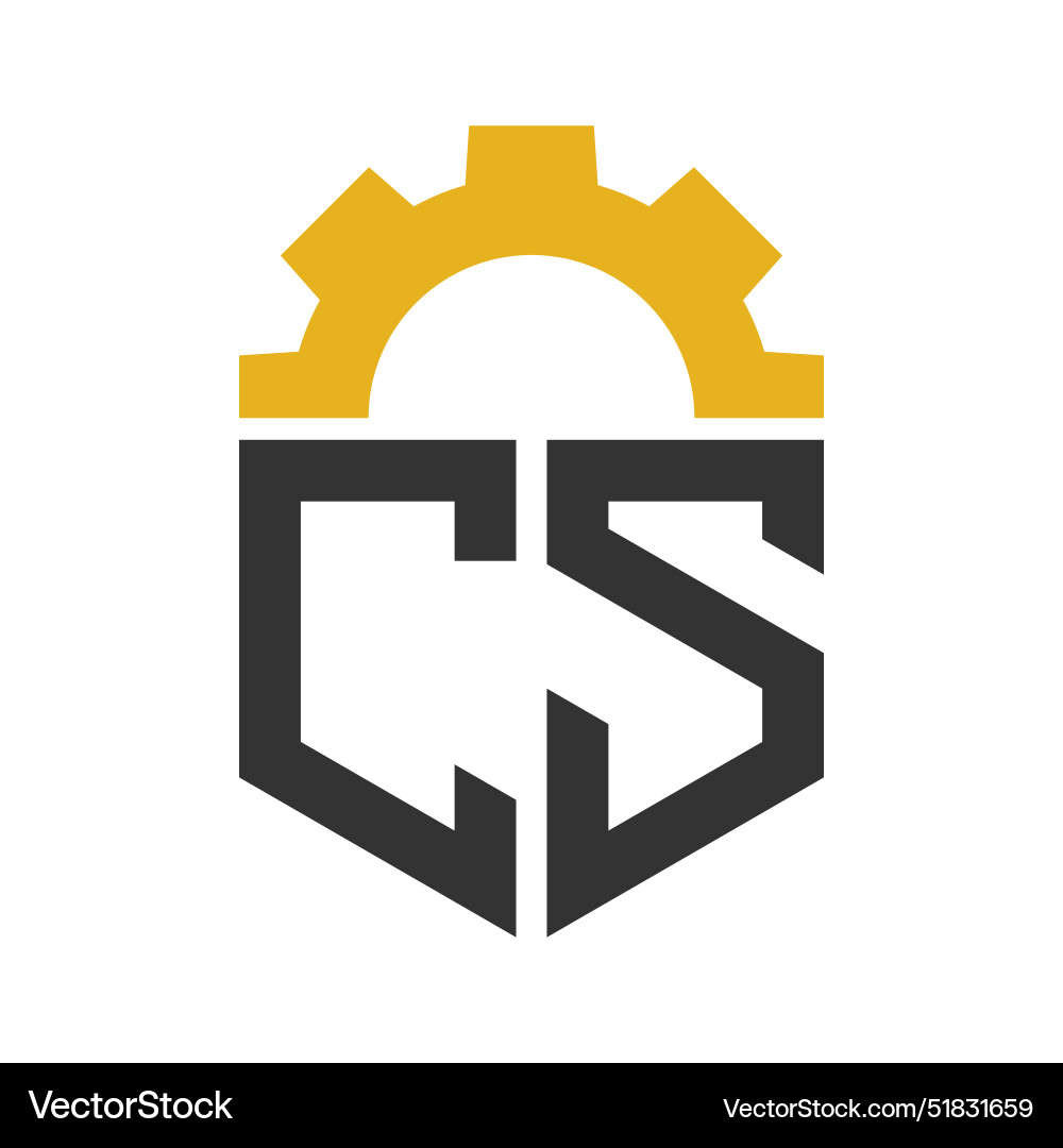 Letter cs gear logo design for service center Vector Image