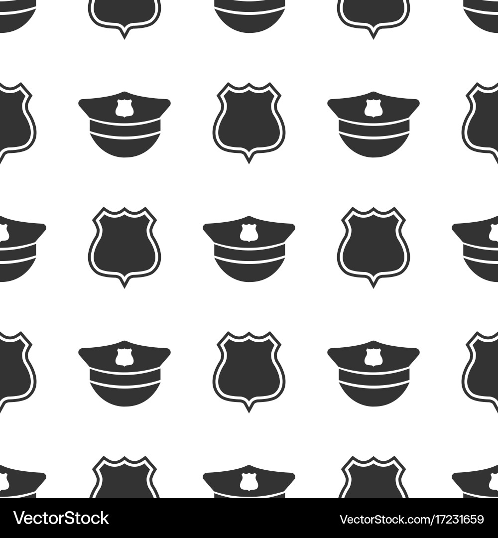 Police seamless pattern with cap and badge Vector Image