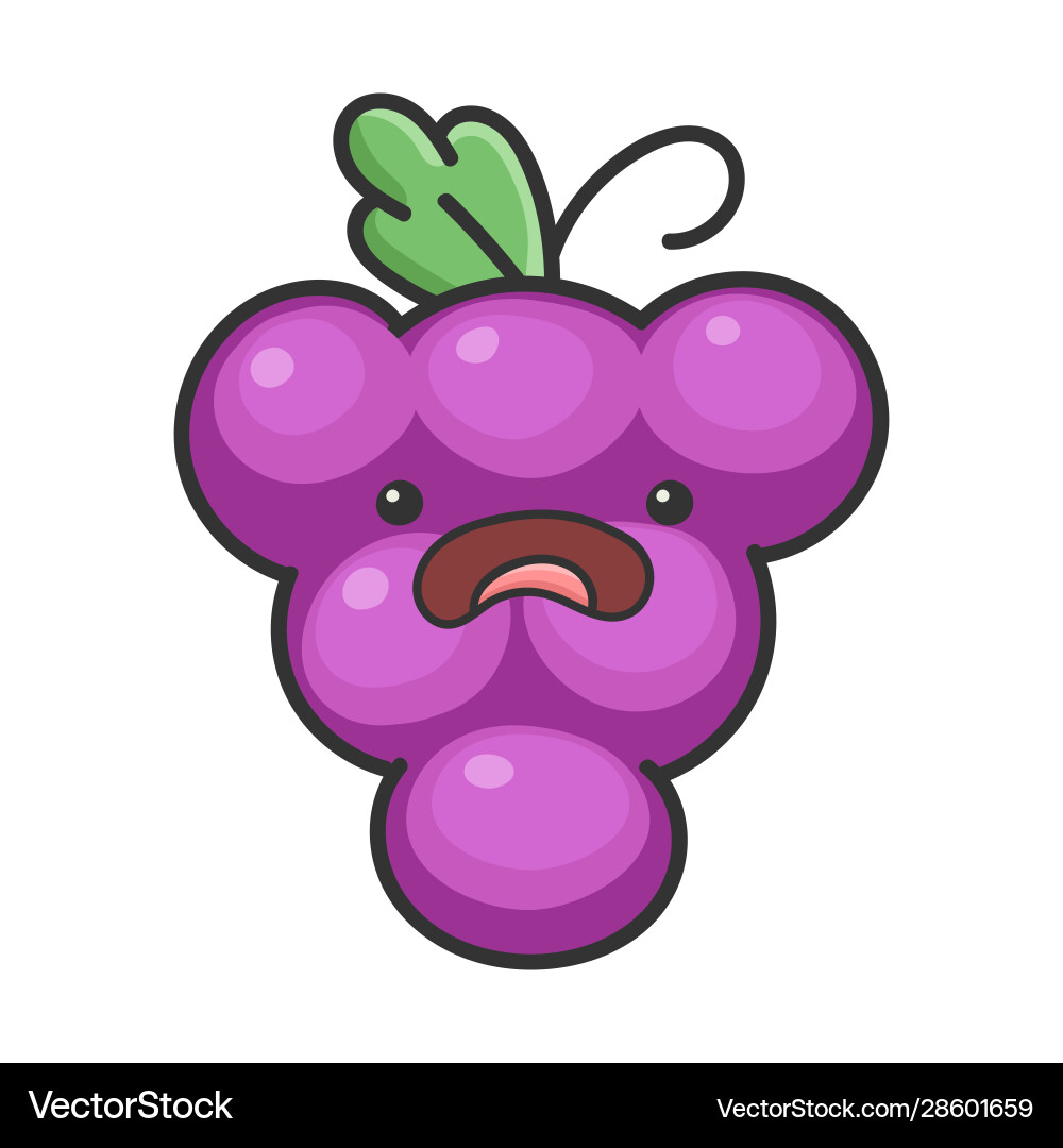 Sad grape cartoon character icon Royalty Free Vector Image