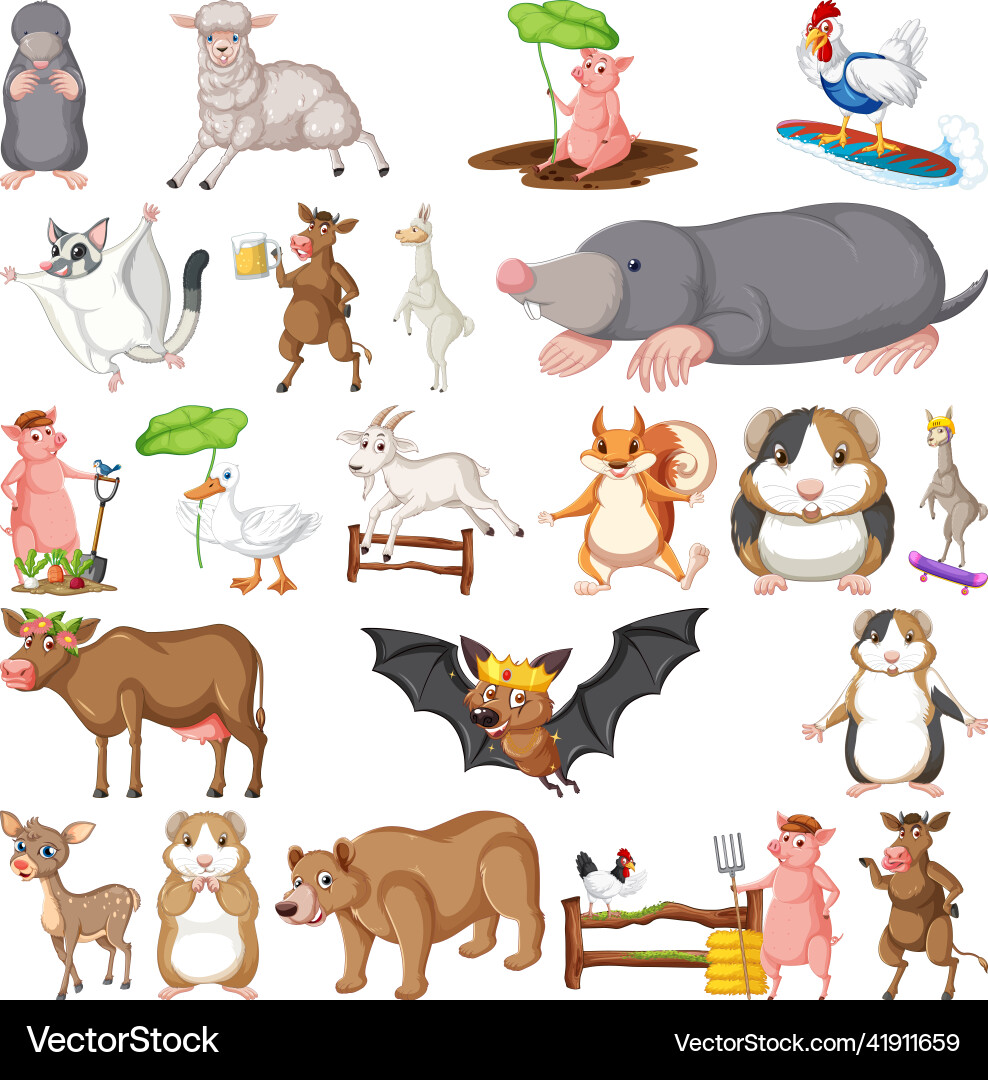Set of different kids animals Royalty Free Vector Image