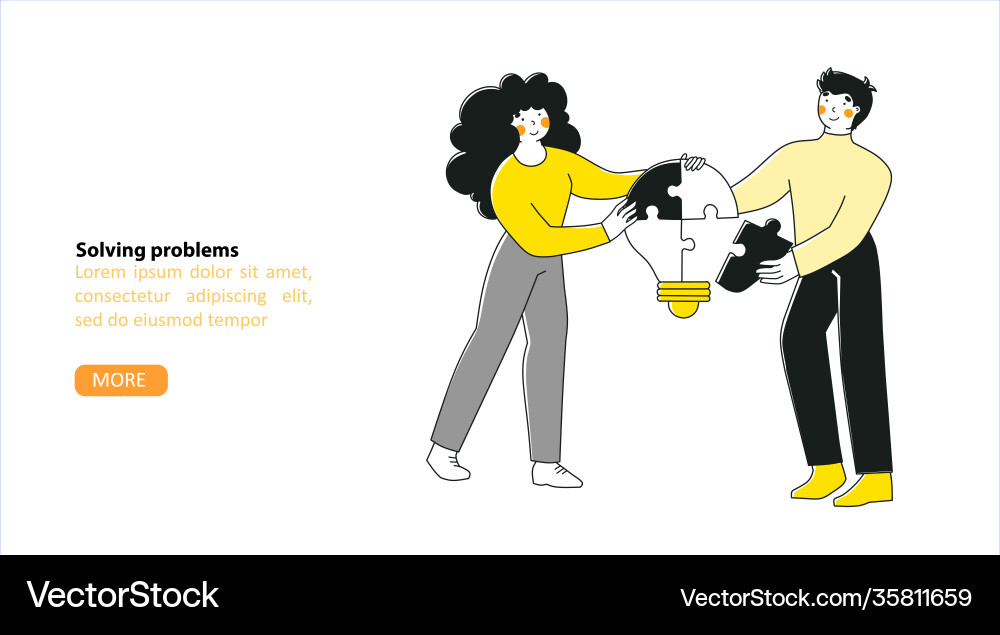 Solving problems flat cartoon make puzzle Vector Image