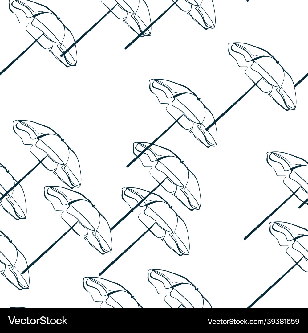 Sun umbrella traveling seamless pattern outline Vector Image