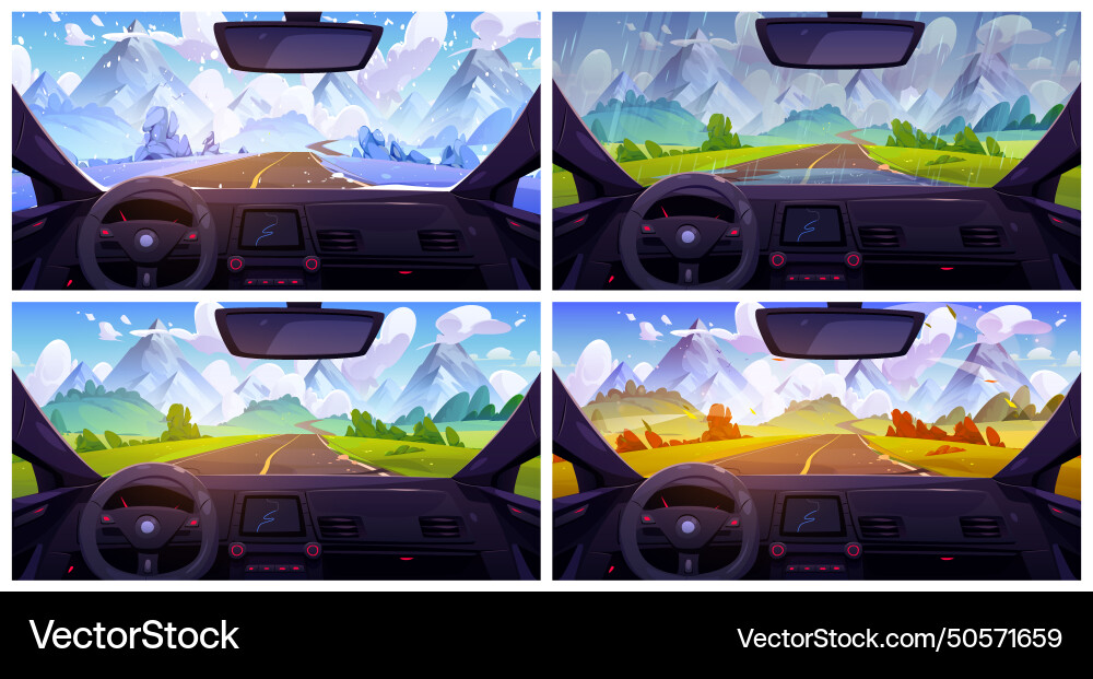 View from car through windshield Royalty Free Vector Image