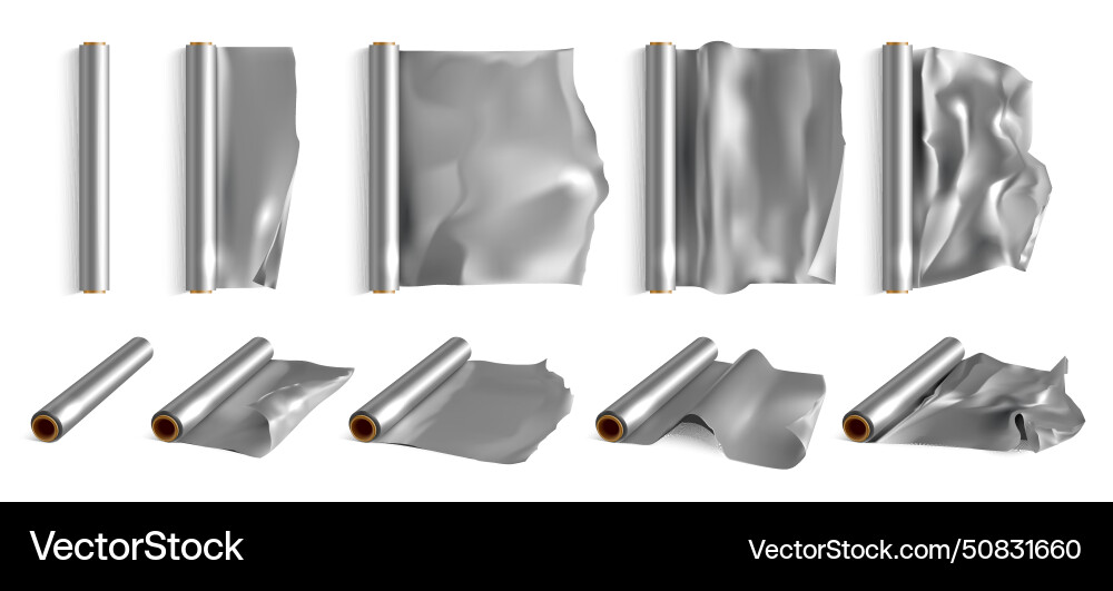 Aluminium foil rolls set Royalty Free Vector Image