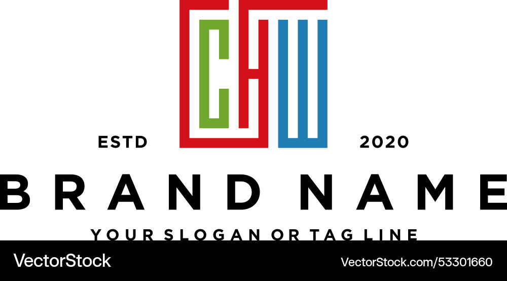 Creative letter chw square colorful logo design Vector Image