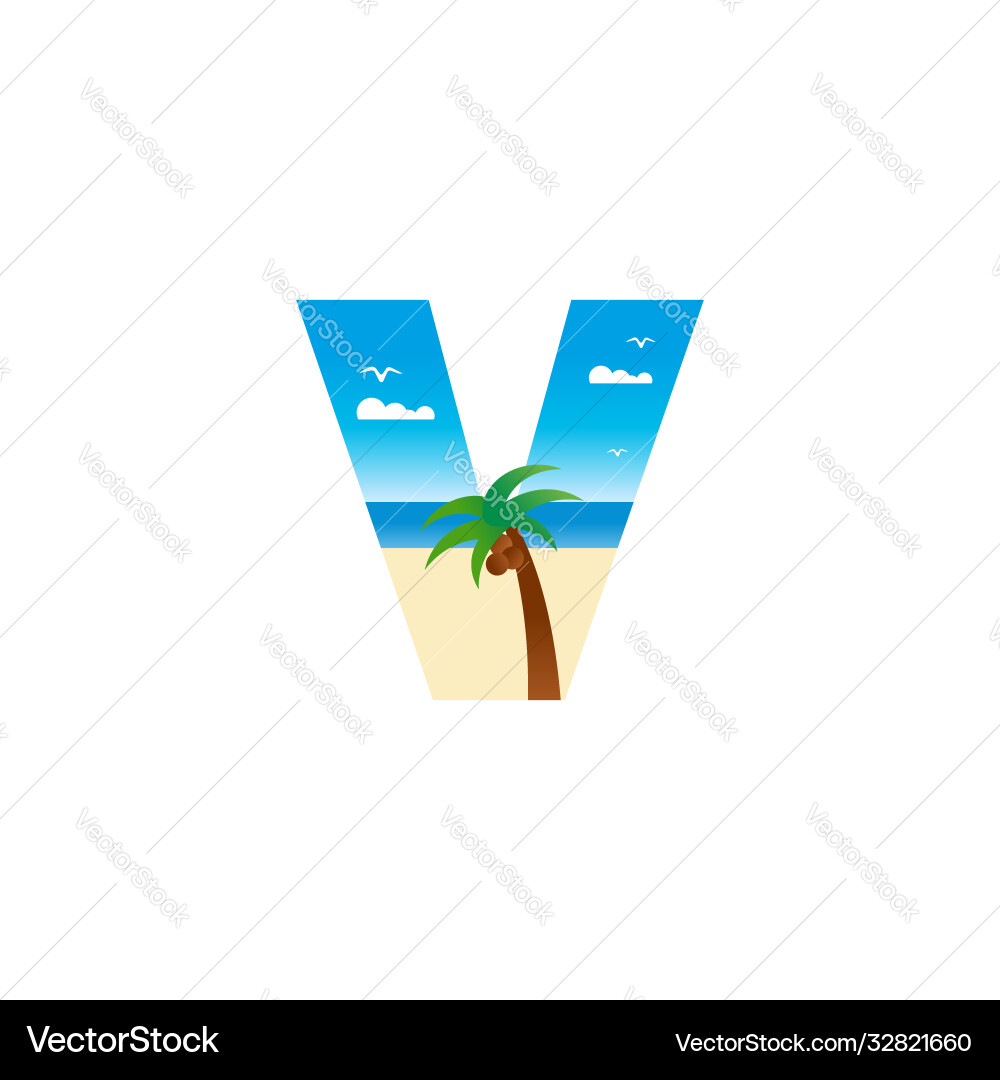 Initial v beach Royalty Free Vector Image - VectorStock