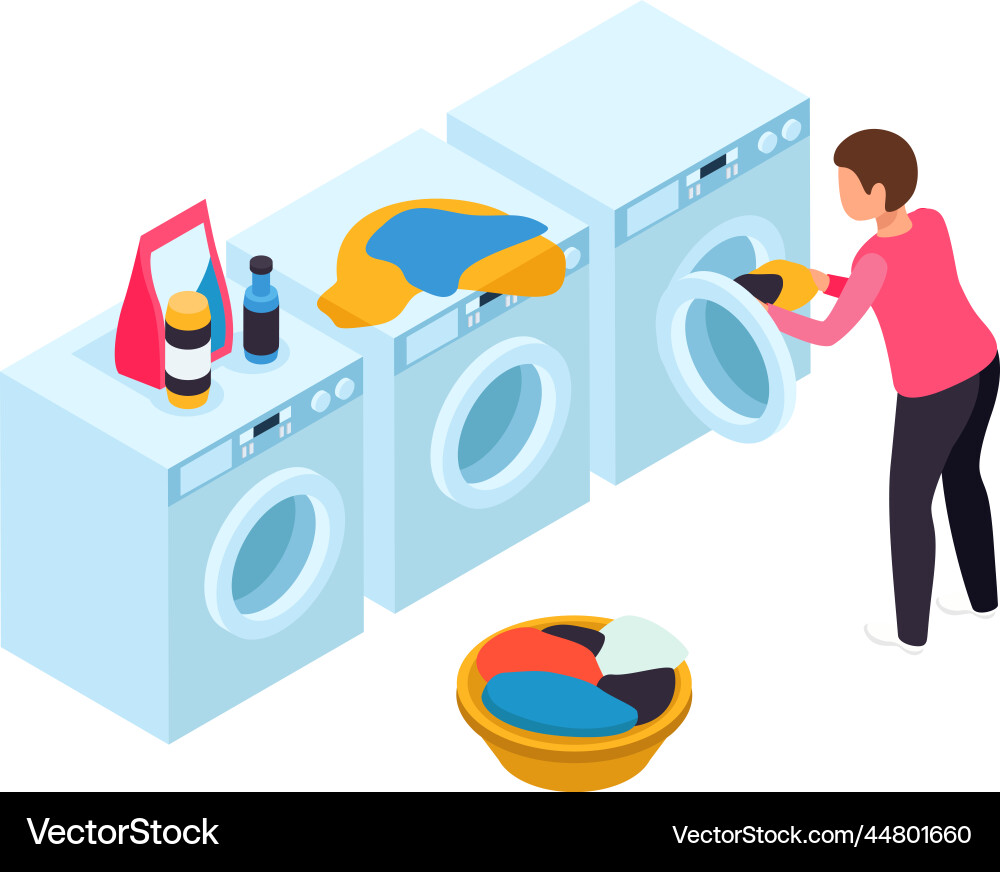Isometric laundry room Royalty Free Vector Image